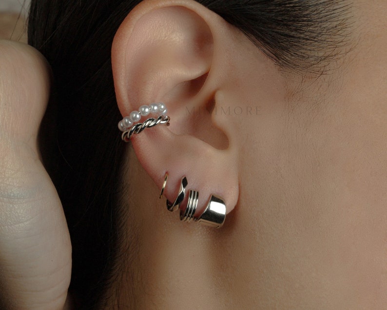 NEW! Bold Double Layered Plain Ear Cuff, Gold Cuff, Non Pierced Cuff ...