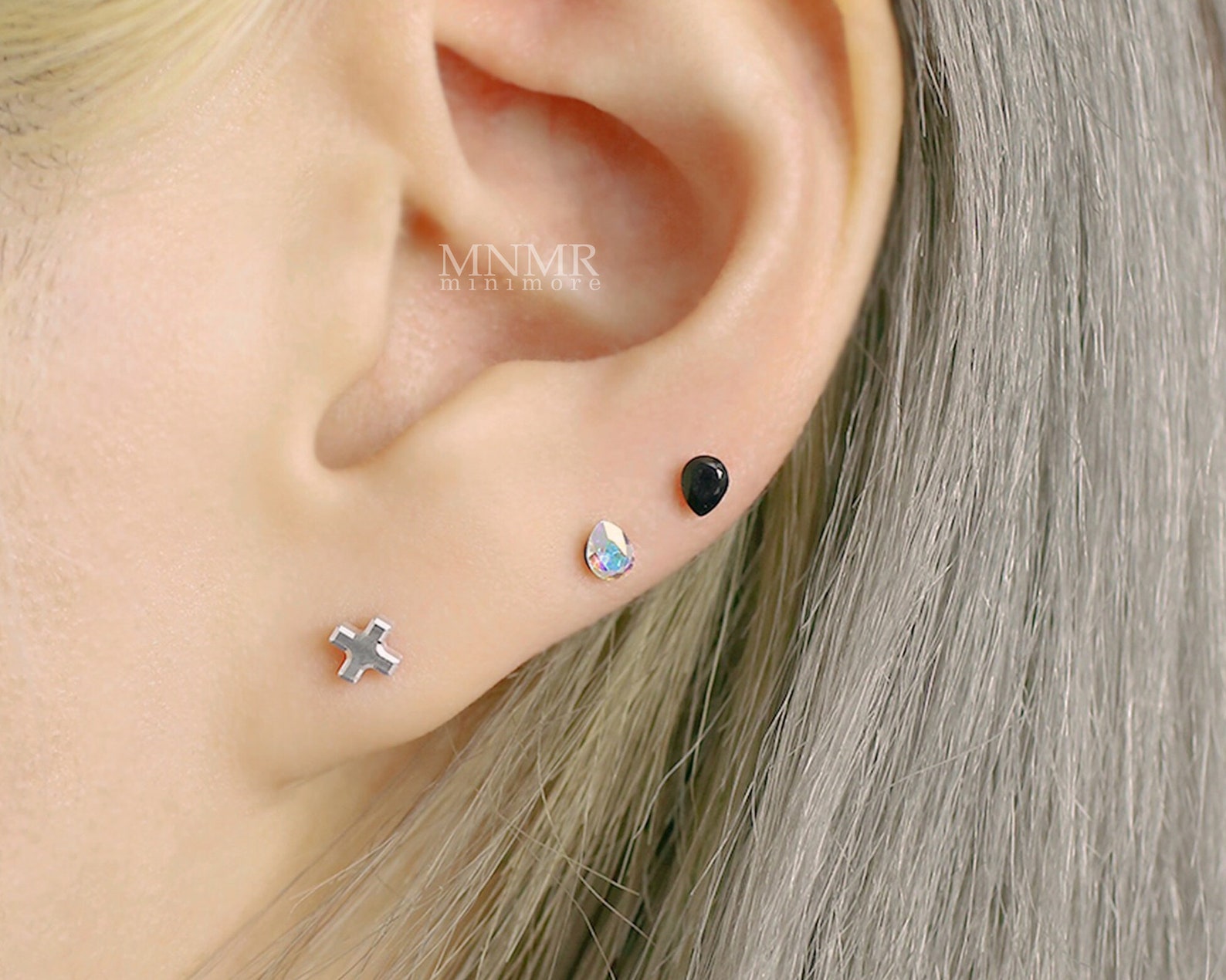 Sparkly Teardrop Piercing Rainbow Crystal Tragus Earring - Etsy