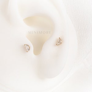 NEW Ultra Tiny Half Moon Cartilage Earring Tragus Flatback - Etsy