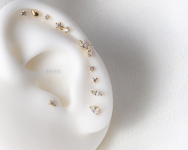 NEW Ultra Tiny Marquise Cartilage Earring Tragus Flatback - Etsy
