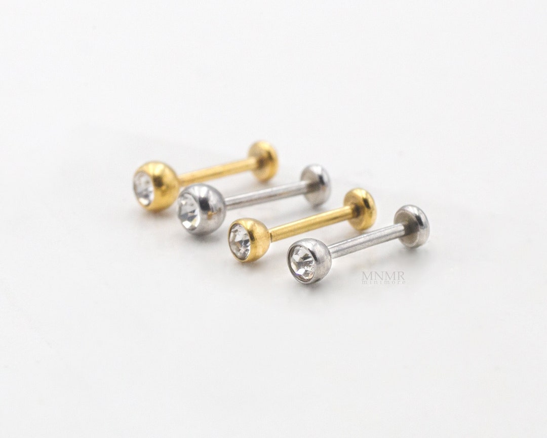 Tiny Bezel Stone 2/2.5/3mm Threadless Labret, Push Pin Stud, Ball ...