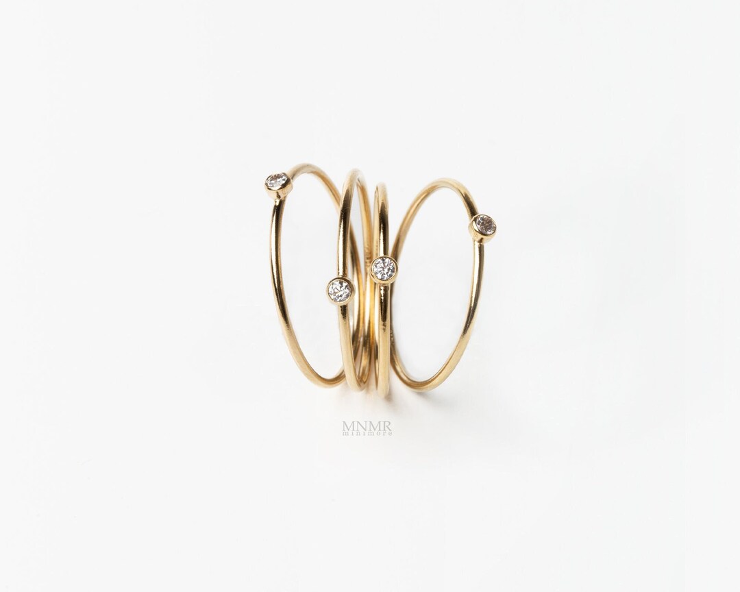 14K Gold Filled Stacking Ring, Dainty CZ Ring, Tiny Gold Ring, Thin Ring, Minimalist Jewelry ...