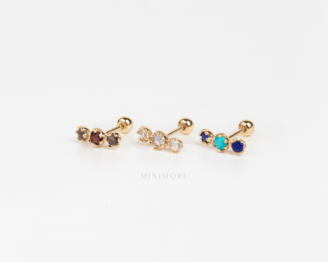NEW!-NATURAL Stone-cluster Cartilage Earring, Gemstone Conch Earring ...