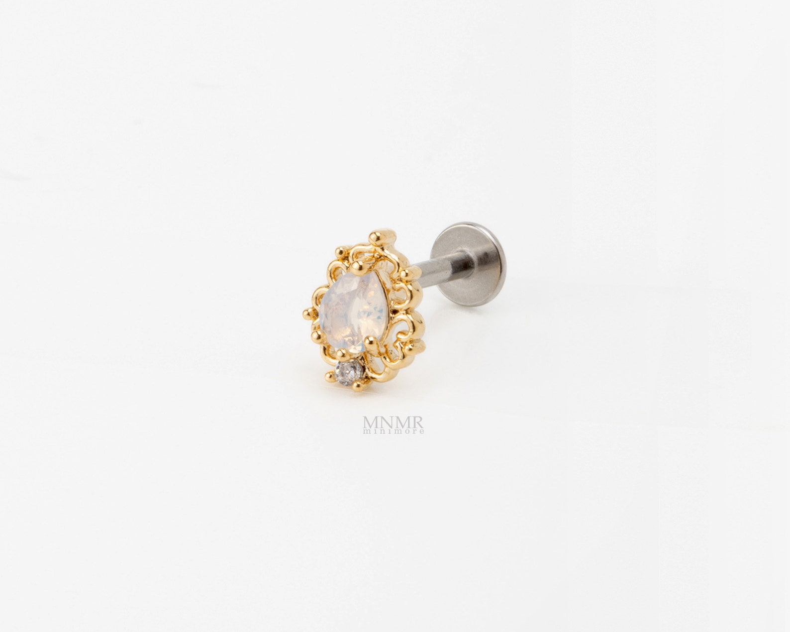 Tiny Cluster Teardrop Cartilage Earring, Flatback Earring, Cluster ...