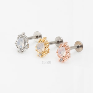 Tiny Cluster Teardrop Cartilage Earring, Flatback Earring, Cluster ...