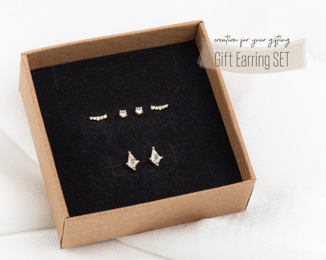 Gifting! Silver Cartilage Earring Set, Diamond Stud, Horn Stud ...