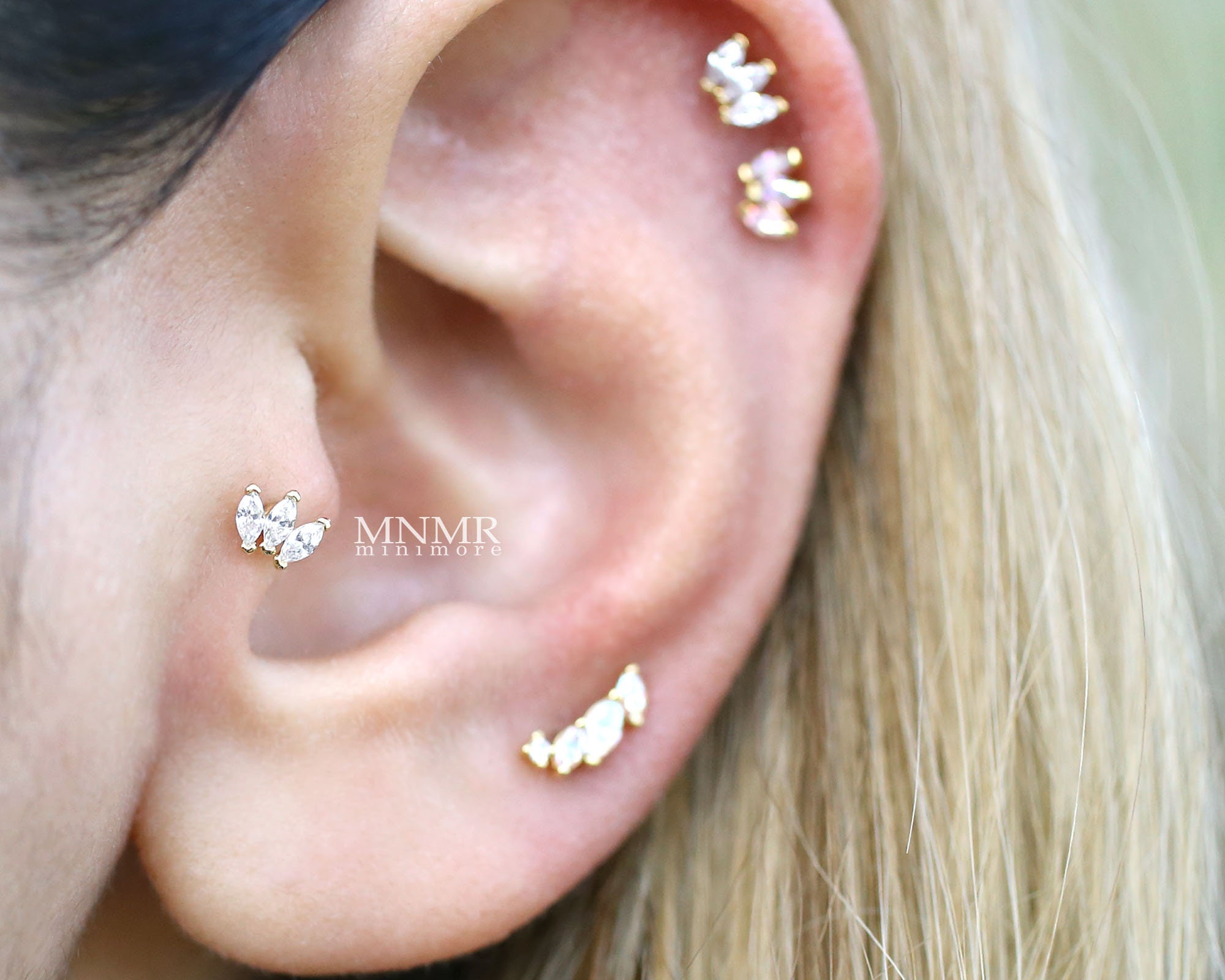 Super Tiny Crown CZ Piercing Dainty Earring Tiny Cartilage - Etsy