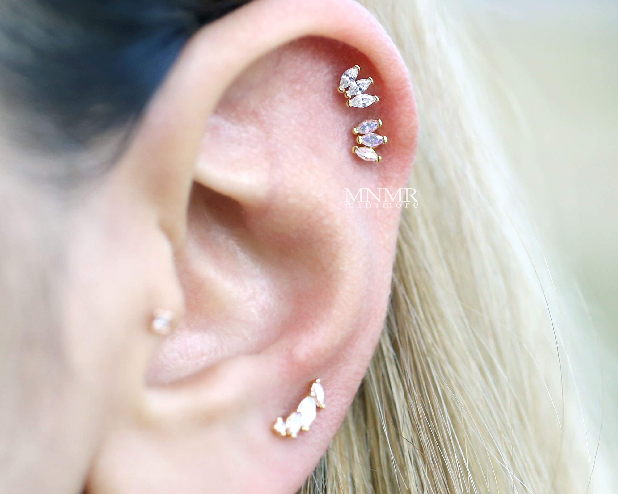 Super Tiny Crown CZ Piercing Dainty Earring Tiny Cartilage - Etsy