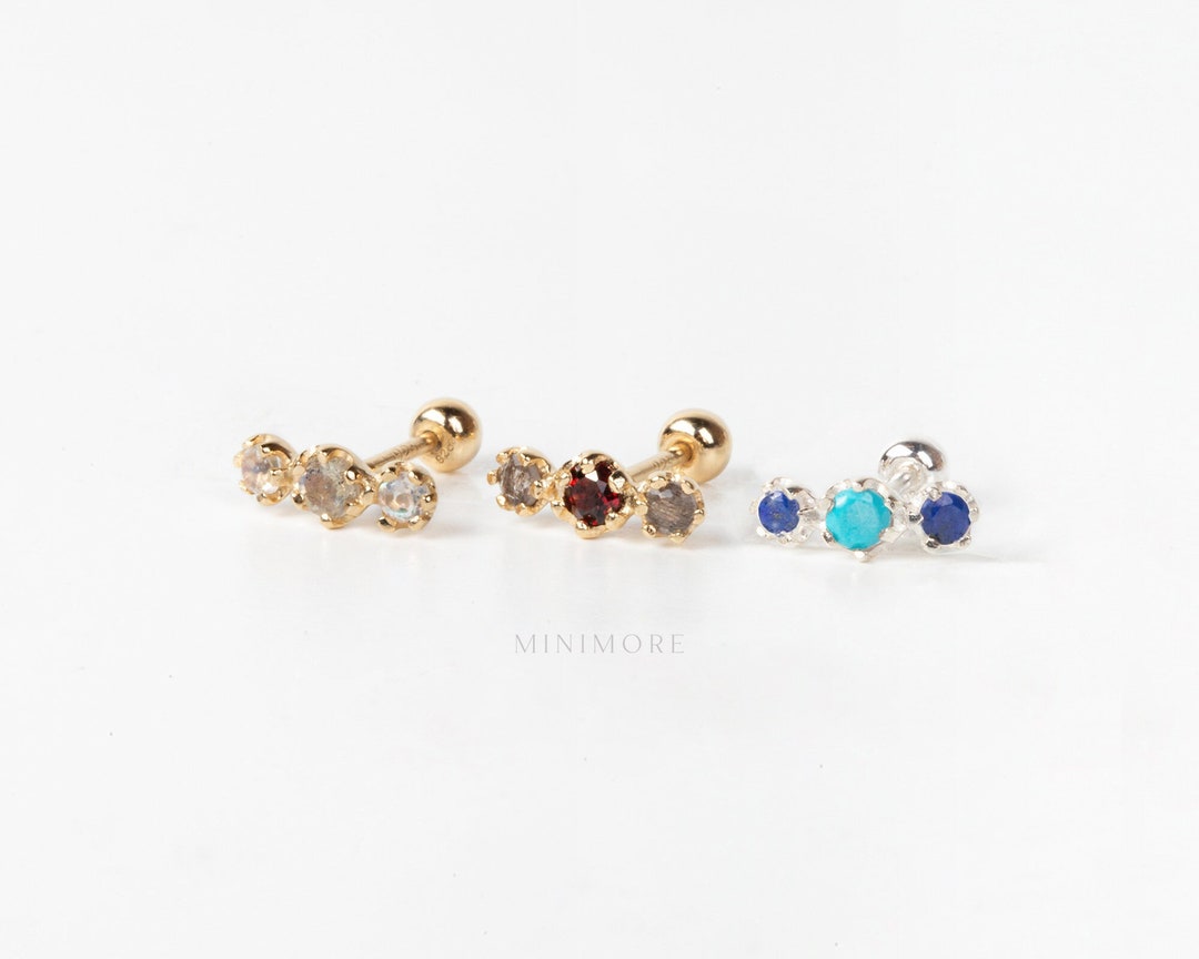 NEWNATURAL Stone-cluster Cartilage Earring Gemstone Conch - Etsy