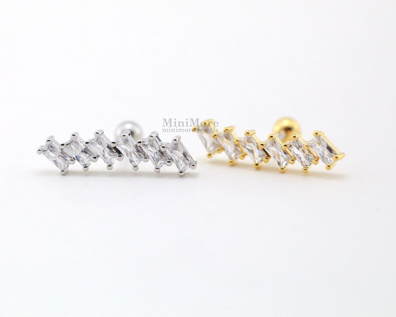 Flash Sale CZ Bar Piercing Bar Earring Inner Conch Earring - Etsy