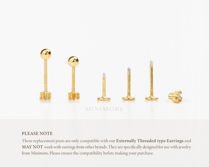 Solid Silver Labret Replacement Backing, Flat Back Replacement Bar ...