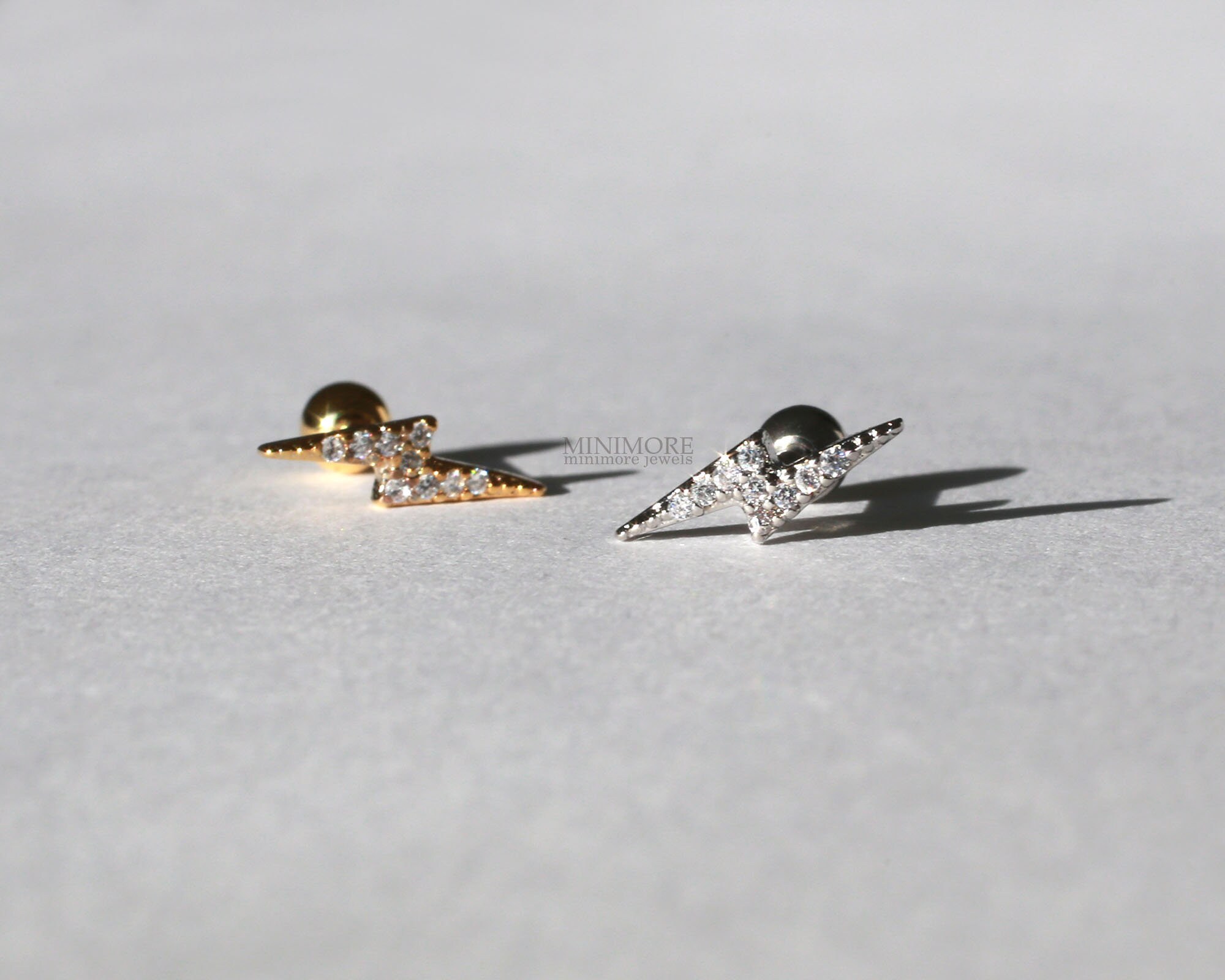 Lightning Bolt Piercing, Cartilage Earring, Dainty Earring, Thunder ...