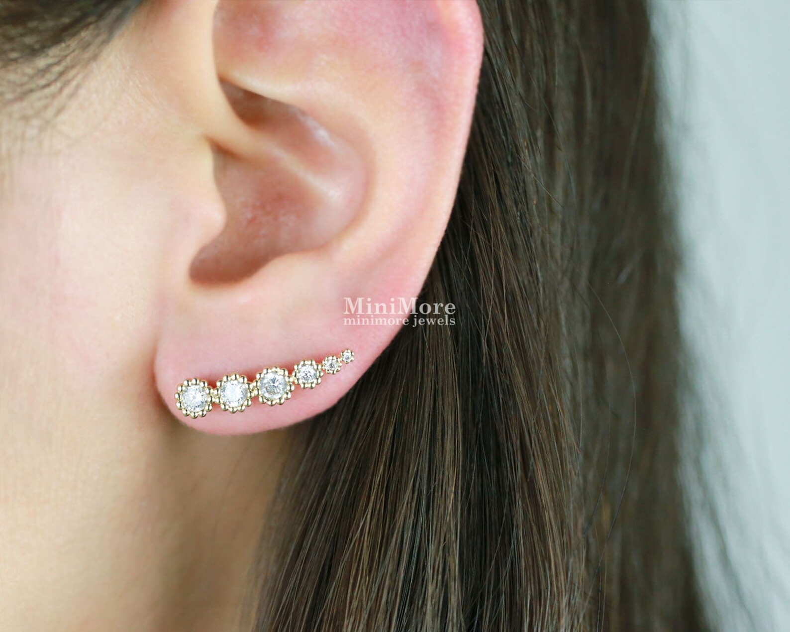 CZ Bar Ear Cuff Ear Climber Bar Cartilage Cuff Ear Cuff | Etsy