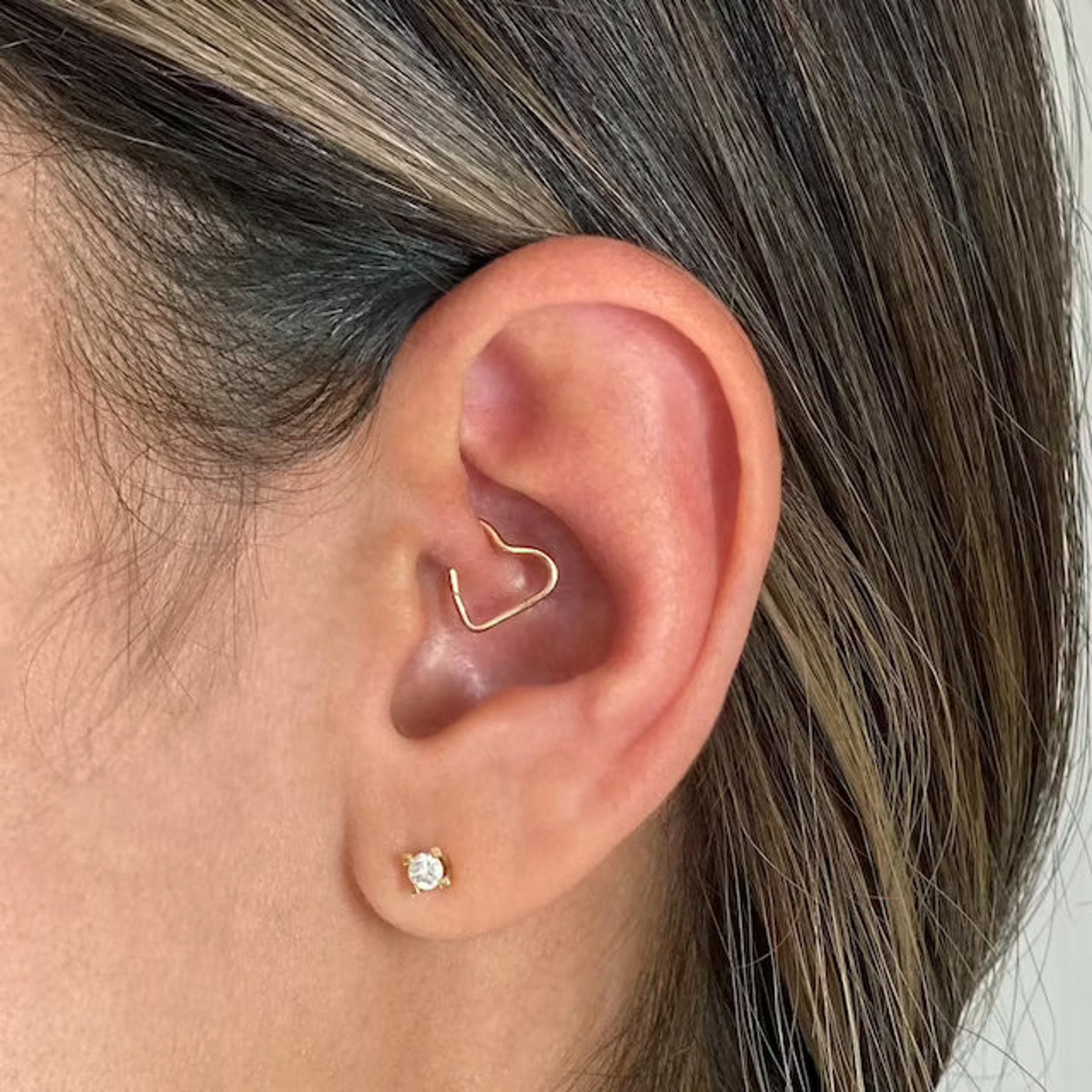 Cartilage Heart Hoop Surgical Steel Helix Hoop Huggie Hoop | Etsy