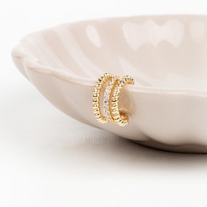 NEW! Layered Plain Ear Cuff, Gold Cuff, Non Pierced Cuff, Conch Hoop ...