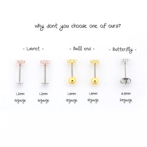 Curved Bar Three Stud Piercing, Cartilage Earring, Dainty Earring, Bar Earring, CZ Stud, Tiny ...