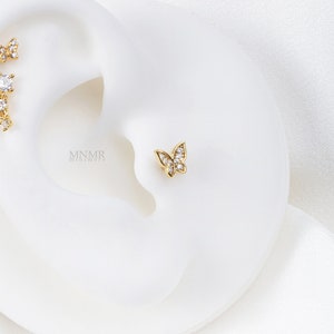 NEW! Tiny Butterfly Tragus Barbell, Tragus Flatback Stud, Tiny Tragus ...