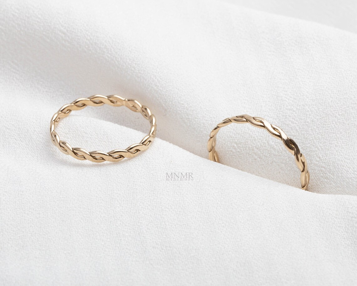 14K Gold Filled Braided Rope Ring Dainty Ring Minimalist - Etsy