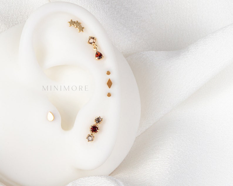 NEW!-NATURAL Stone-cluster Cartilage Earring, Gemstone Conch Earring ...