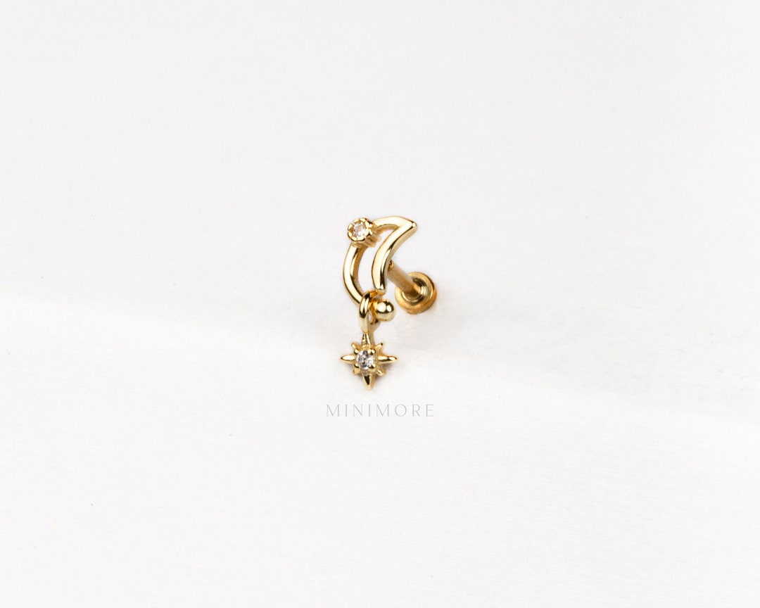 NEW! Silver Threadless Push Pin Stud, 16-20g Push-pin Stud, 5-10mm Length Flatback Earring, 14K ...