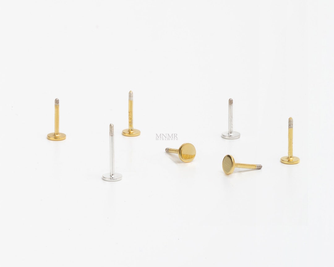 Solid Silver Labret Replacement Backing, Flat Back Replacement Bar ...