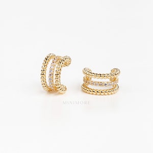 NEW! Layered Plain Ear Cuff, Gold Cuff, Non Pierced Cuff, Conch Hoop ...