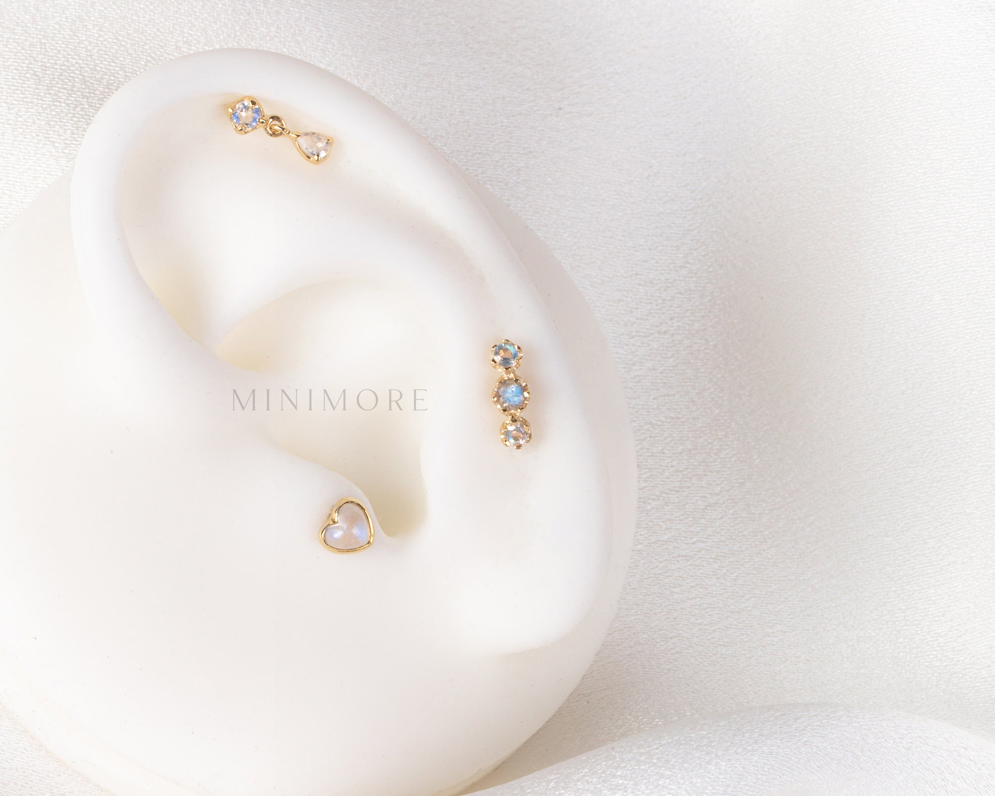 NEW!-NATURAL Stone-cluster Cartilage Earring, Gemstone Conch Earring ...