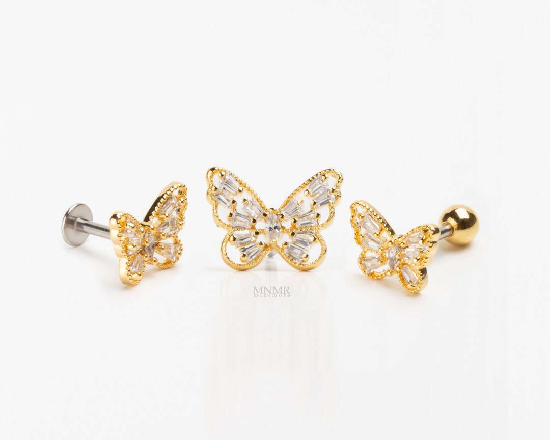 NEW! Sparkly Butterfly Earring, Tragus Tarring, Dainty Earring ...
