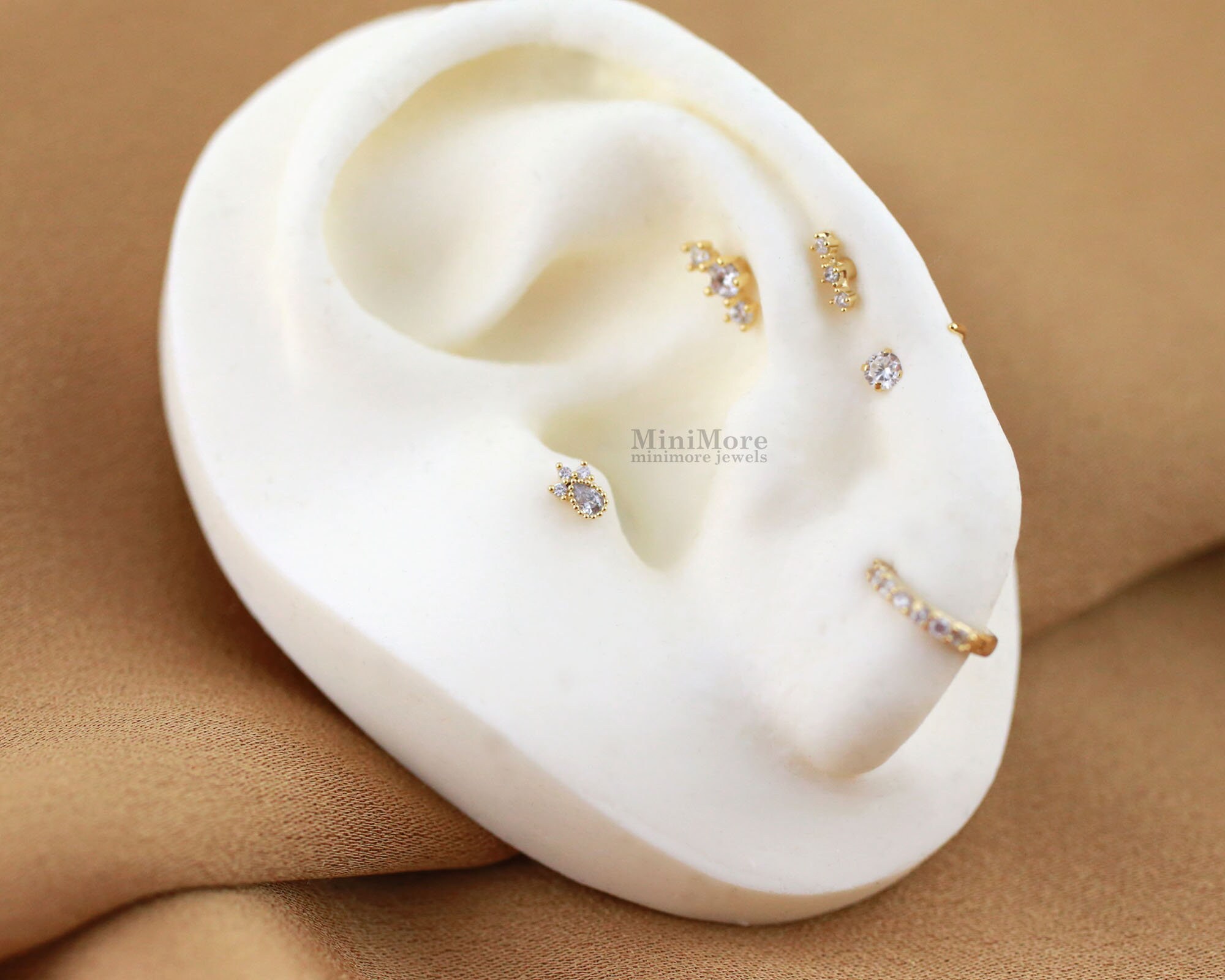 CZ Tiny Teardrop Piercing Tragus Earring Dainty Earring - Etsy