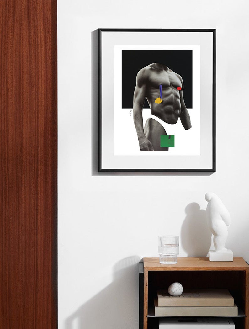 Printable Eros, Athlete Nude Body Collage Poster Art, Instant Download ...