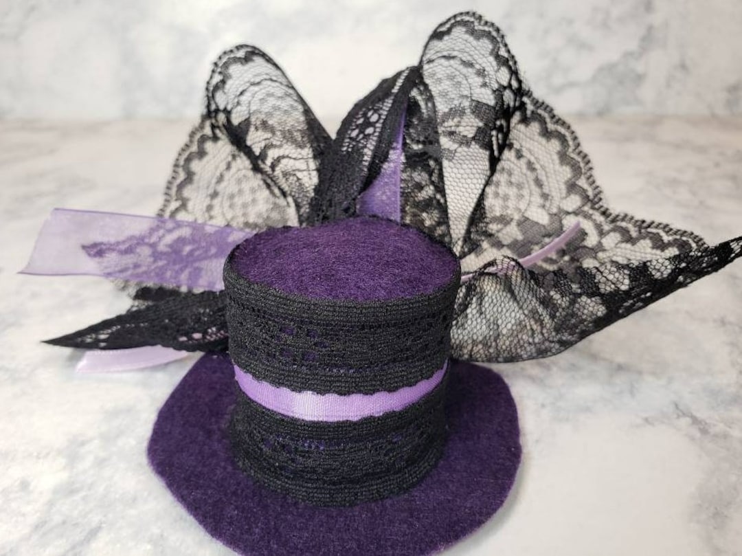 Plum Purple and Black Lace Tiny Top Hat - Etsy
