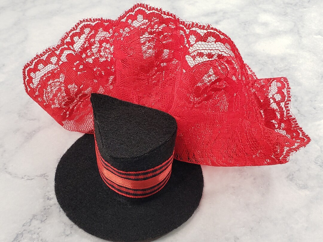 Red Lace and Plaid Tiny Tophat - Etsy