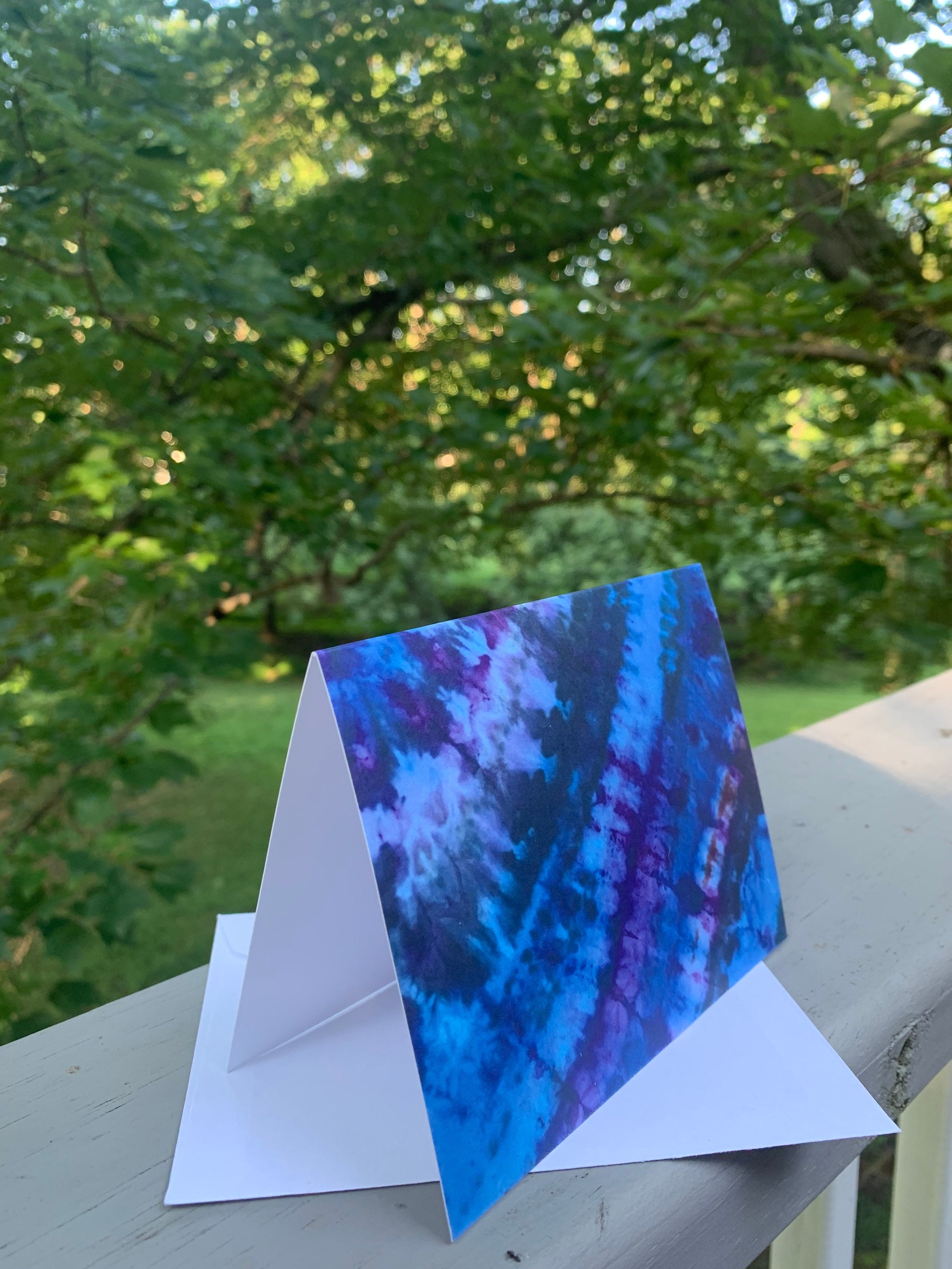 Blank Blue and Purple Striped Tie Dye Greeting Card - Etsy