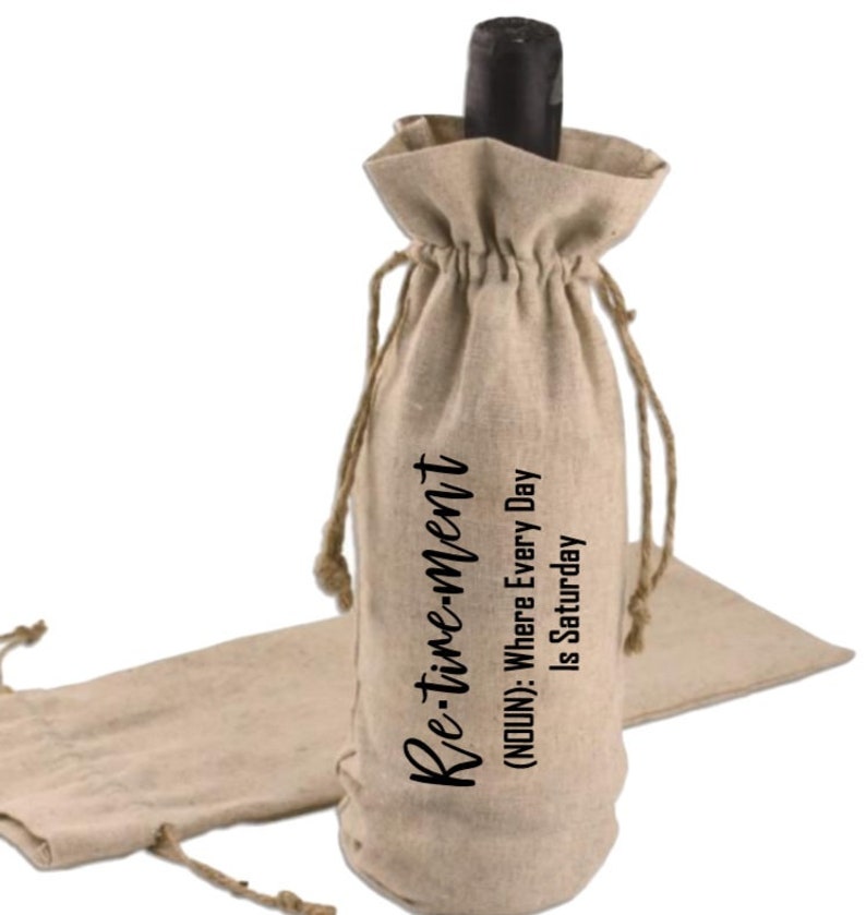 Retirement Gift Burlap Personalized Wine Bag Fun you're | Etsy Retirement Gift Burlap Personalized Wine Bag Fun you're | Etsy