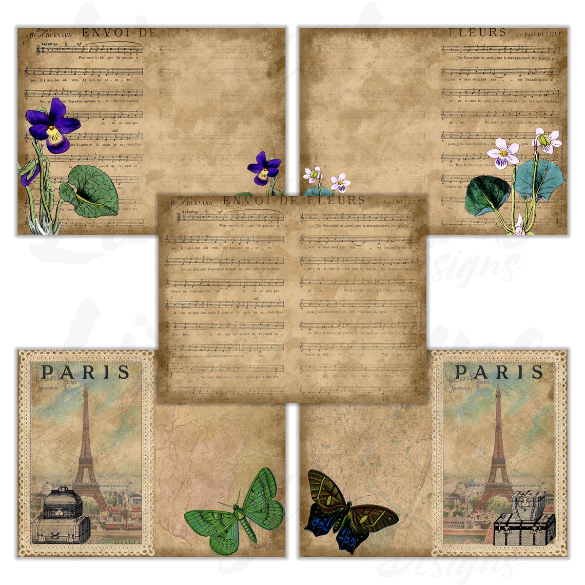 French Violets A5 Printable Journal Kit Journal Pages - Etsy