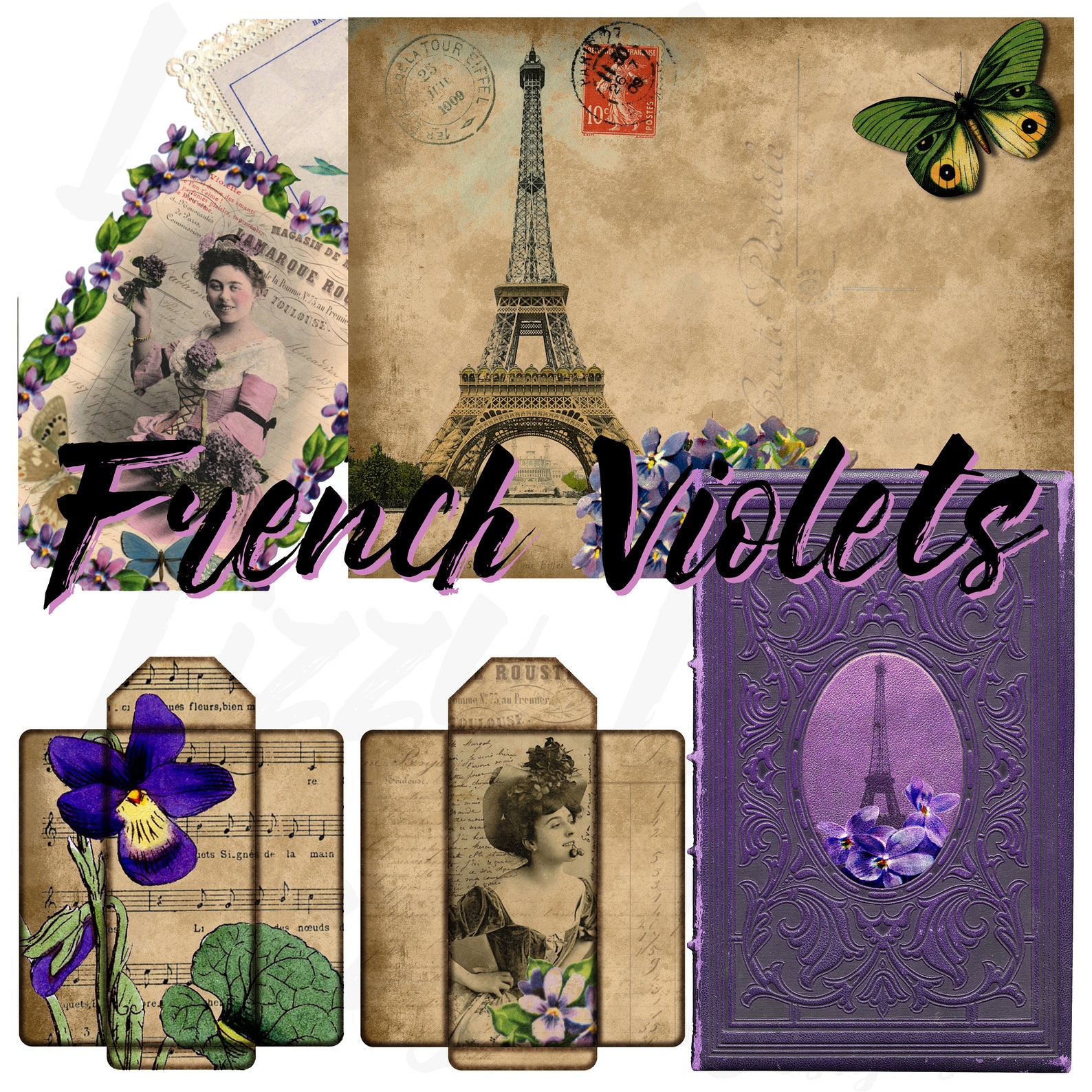 French Violets A5 Printable Journal Kit Journal Pages | Etsy