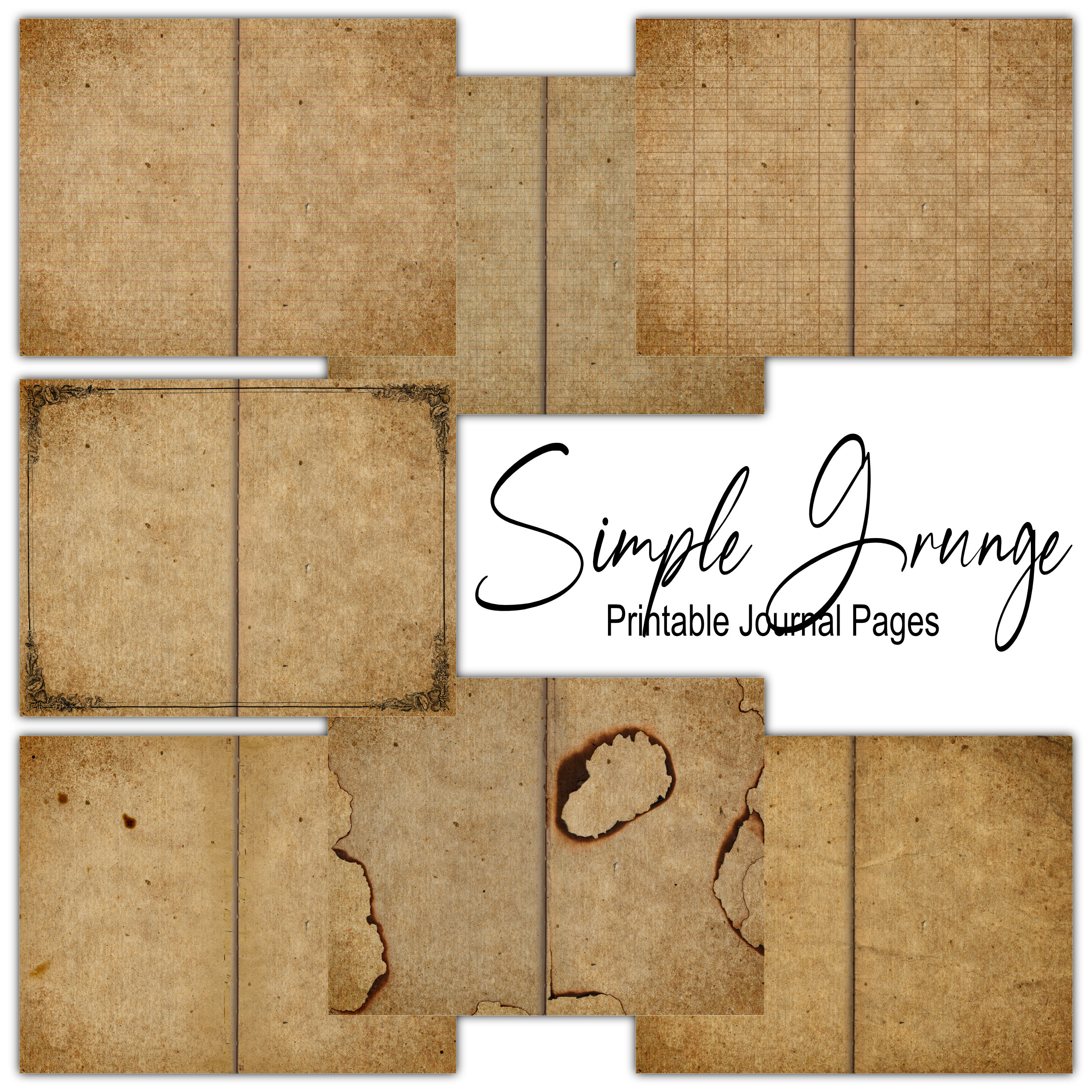 Simple Grunge Printable Journal Pages for Junk Journals | Etsy