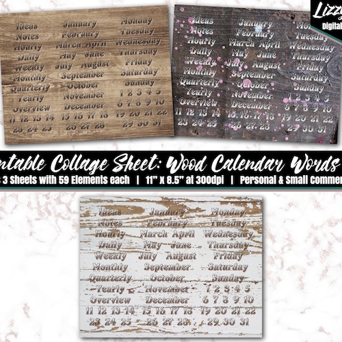 Days of the Week Printable Words Vintage Grunge Digital | Etsy