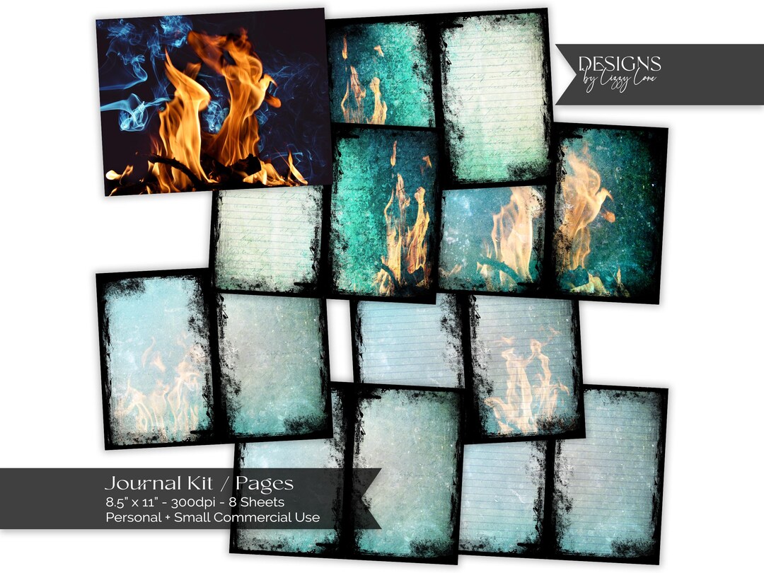 Fire Grunge Printable Journal Pages: Scrapbook Stationery (digital ...