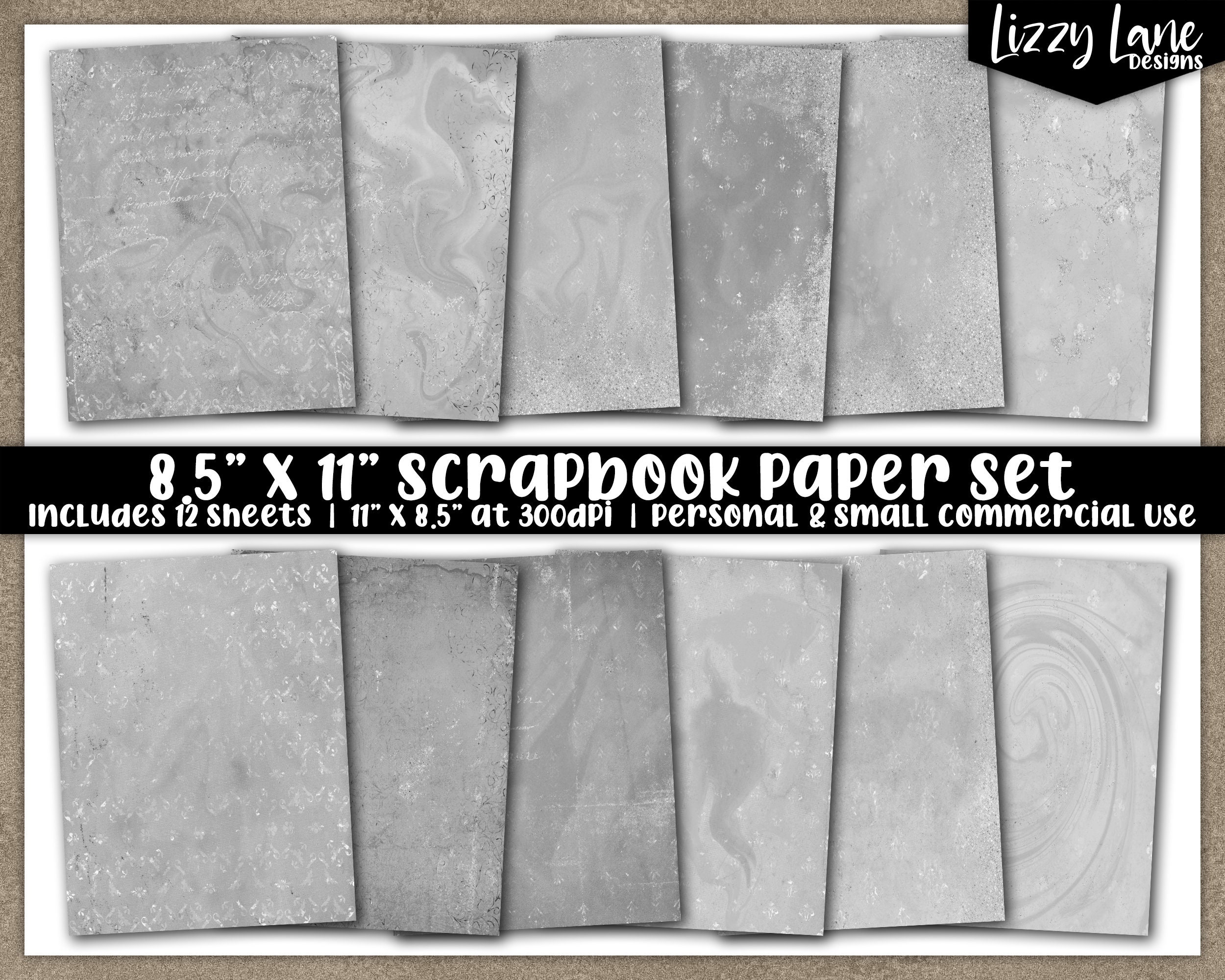 Vol 12 Dove Gray Sparkled Grunge Damask Digital Scrapbook - Etsy