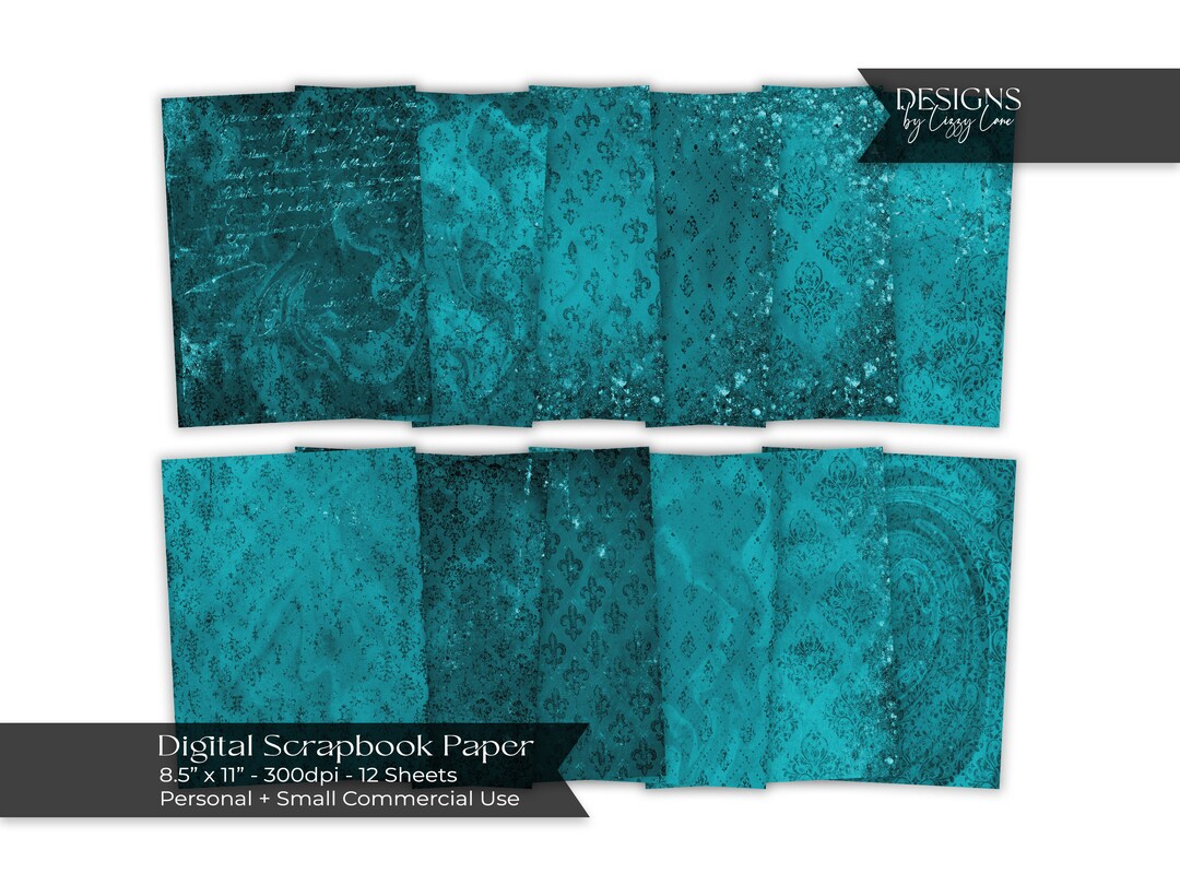 Zircon Grunge Damask Digital Scrapbook Paper (12 Designs) - Etsy