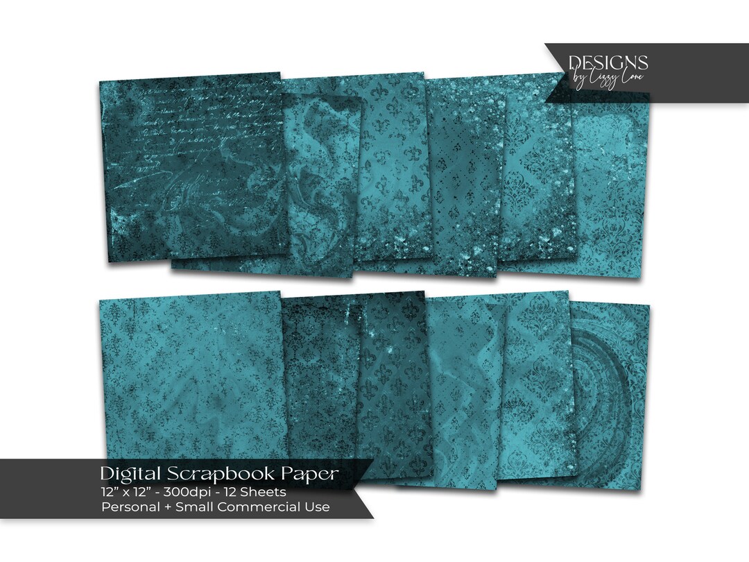 Vol 11 Zircon Gems Sparkled Grunge Damask Digital Scrapbook Paper | 12 ...