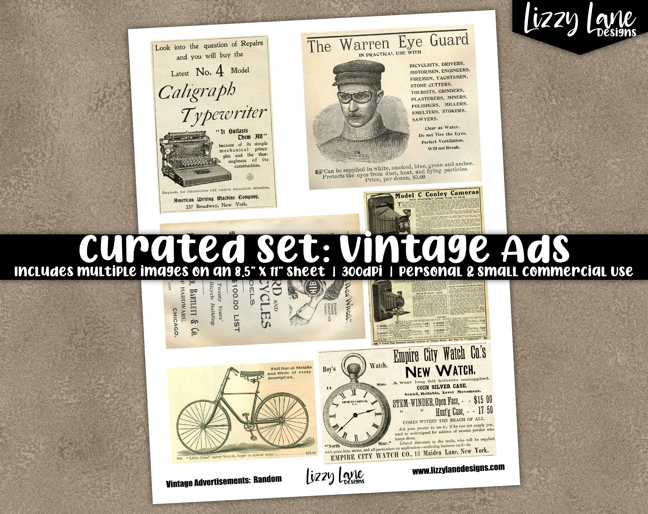 Vintage Random Advertisements Printable Ephemera Typewriter - Etsy