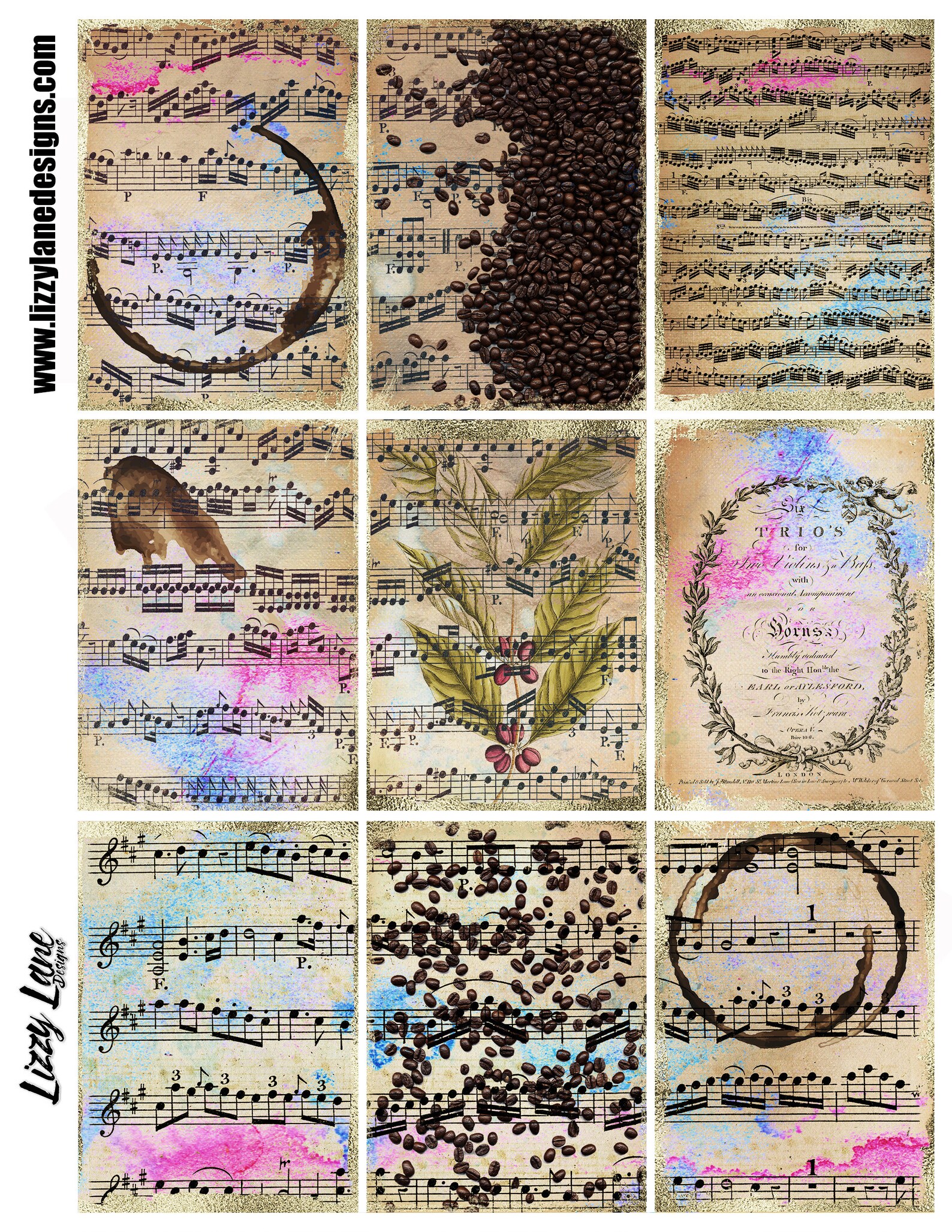 Coffee & Music Printable Journal Cards for Junk Journals | Etsy