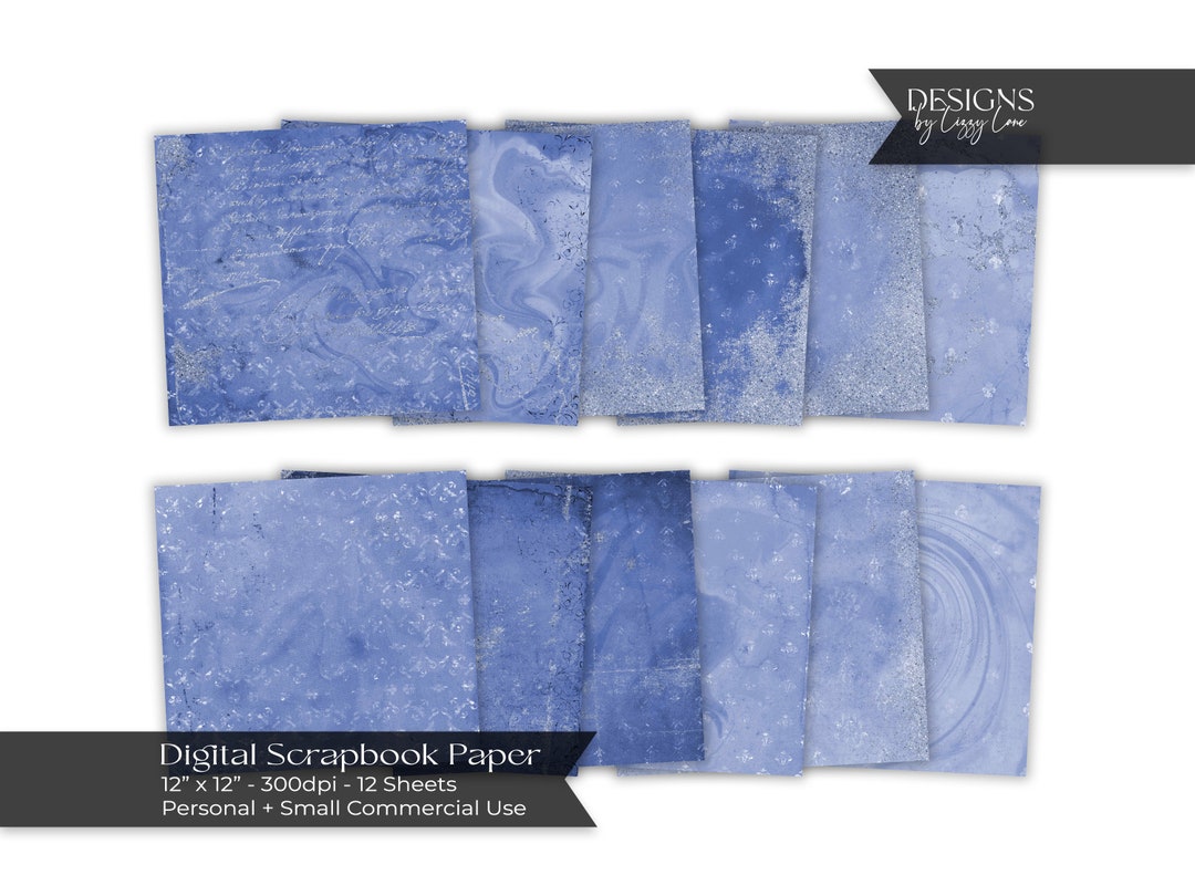Vol 5 Periwinkle Sparkled Grunge Damask Digital Scrapbook Paper | 12 ...