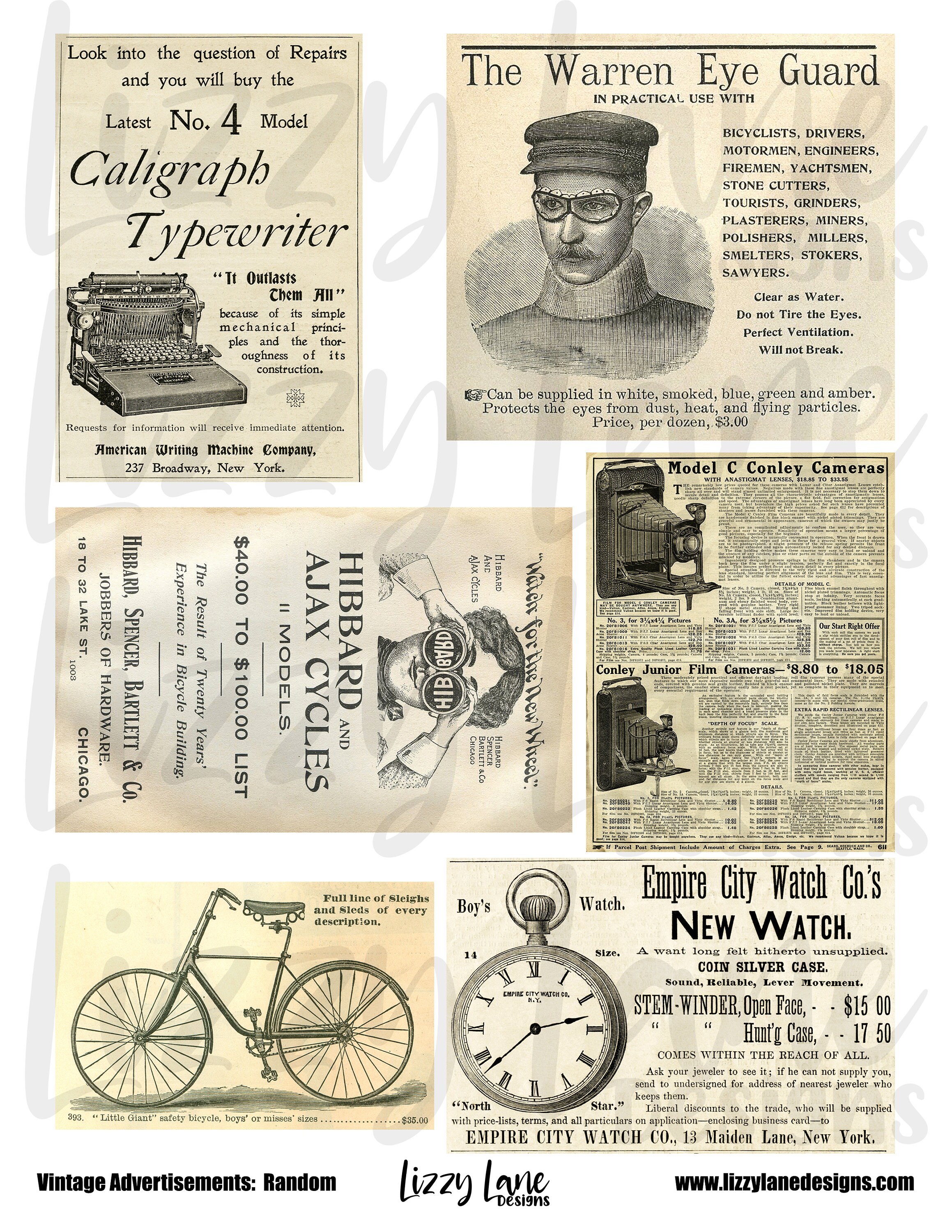 Vintage Random Advertisements Printable Ephemera Typewriter - Etsy