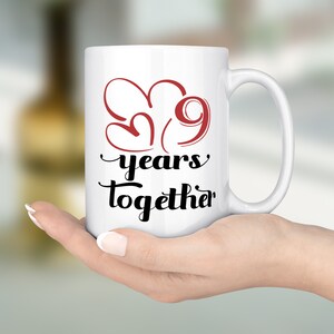 Anniversary Gift 9 Years Together Couple Mug, 9th Wedding Anniversary ...