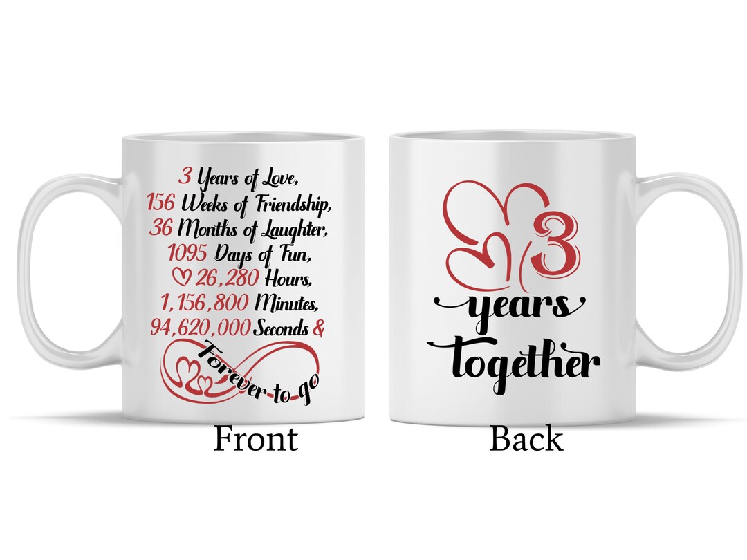 Anniversary Gift 3 Years Together Couple Mug, 3rd Wedding Anniversary ...