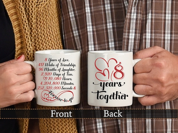 Anniversary Gift 8 Years Together Couple Mug 8th Wedding | Etsy
