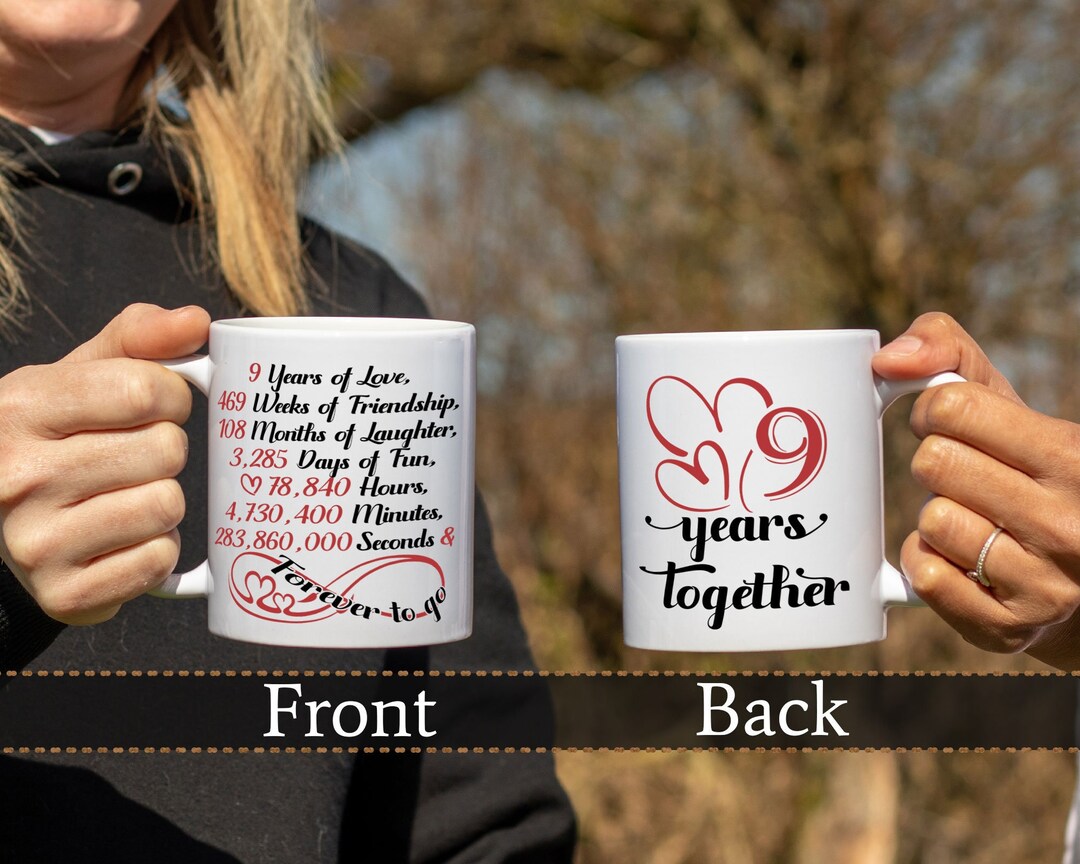 Anniversary Gift 9 Years Together Couple Mug, 9th Wedding Anniversary ...